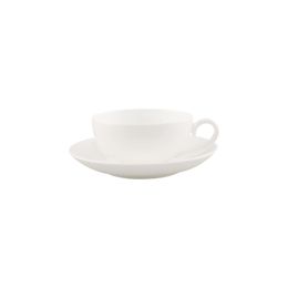 Villeroy & Boch Tasse VILLEROY & BOCH "Teetasse mit Untertasse Royal 120 ml wei&szlig;", wei&szlig;, B:15cm H:7,5cm &Oslash;:15cm, Porzellan, Trinkgef&auml;&szlig;e, Tasse, Sp&uuml;lmaschinengeeignet, Mikrowellengeeignet