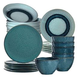 Geschirr-Set Leonardo "Tafelservice Matera 24er Set", blau, 24, Keramik, Geschirr-Sets, Geschirr-Set, Ideal f&uuml;r den Alltag, sp&uuml;lmaschinengeeignet, mikrowellengeeignet