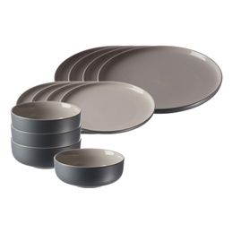 Ritzenhoff & Breker Geschirr-Set RITZENHOFF & BREKER "Basic-Set Jasper 12er Set", grau, 12, Steinzeug, Geschirr-Sets, Geschirr-Set, Sp&uuml;lmaschinenfest