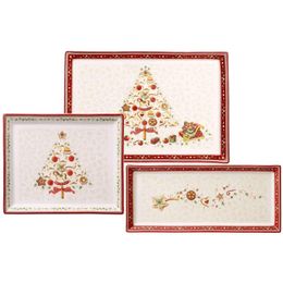 Villeroy & Boch Servierplatte VILLEROY & BOCH "Geb&auml;ckplatten Winter Bakery Delight 3er Set bunt", bunt, B:2cm H:2cm L:2cm T:2cm, Porzellan, Servierplatten, Servierplatte, Mikrowellengeeignet