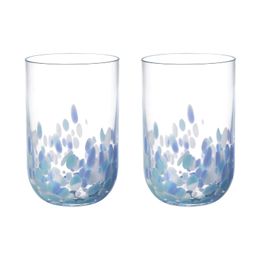 Longdrinkglas "Longdrinkglas Like Confetti 300 ml 2er Set blau", blau, B:8cm H:12cm &Oslash;:8cm, Glas, LIKE. BY VILLEROY & BOCH, Trinkgef&auml;&szlig;e, Sp&uuml;lmaschinenfest