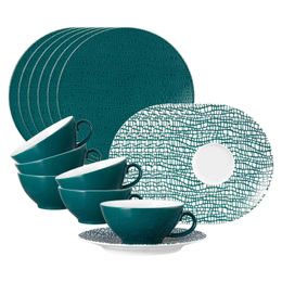 Geschirr-Set Seltmann Weiden "Teeservice Life Fashion 18er Set", bunt (trendy petrol), 18, Porzellan, Geschirr-Sets, Geschirr-Set, Sp&uuml;lmaschinenfest, Mikrowellensicher, Ofenfest