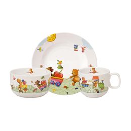 Villeroy & Boch Kindergeschirr-Set VILLEROY & BOCH "Kindergeschirr Hungry as a Bear bunt", bunt, 3, Porzellan, Geschirr-Sets, Sp&uuml;lmaschinenfest