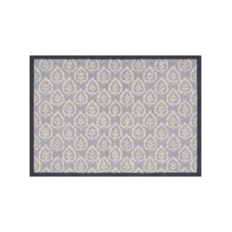 Fu&szlig;matte, bleu, ecru, B:60cm H:8mm L:85cm, Baumwolle, Viskose, Teppiche, Fu&szlig;matte