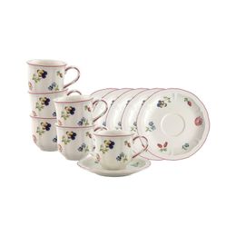 Villeroy & Boch Espressotasse VILLEROY & BOCH "Espressotassen mit Untertassen Petite Fleur 80 ml 6er Set bunt", bunt, B:12,2cm H:7,5cm &Oslash;:12,2cm, Porzellan, Trinkgef&auml;&szlig;e, Espressotasse, Sp&uuml;lmaschinenfest, Mikrowellensicher
