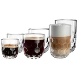 Latte-Macchiato-Glas Leonardo "Barista-Set (1) Gocce 6er Set transparent", transparent, B:2cm H:2cm, Glas, Trinkgef&auml;&szlig;e, Latte-Macchiato-Glas, Sp&uuml;lmaschinengeeignet, Temperaturbest&auml;ndig bis max. 100 Grad C