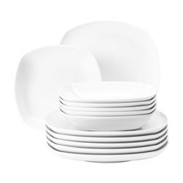 Geschirr-Set Seltmann Weiden "Tafelservice Lido 12er Set wei&szlig;", wei&szlig;, 12, Porzellan, Geschirr-Sets, Geschirr-Set, Sp&uuml;lmaschinenfest, Mikrowellensicher