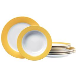 Ritzenhoff & Breker Geschirr-Set RITZENHOFF & BREKER "Tafelservice Doppio 8er Set", gelb, 8, Porzellan, Geschirr-Sets, Geschirr-Set, Sp&uuml;lmaschinengeeignet, Sp&uuml;lmaschinenfest
