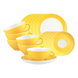 Geschirr-Set Seltmann Weiden "Teeservice Liberty Pure Colors 18er Set", gelb (gelb glow), 18, Porzellan, Geschirr-Sets, Geschirr-Set, Sp&uuml;lmaschinenfest, Mikrowellensicher, Ofenfest