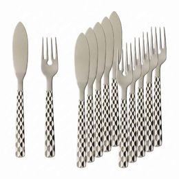 Villeroy & Boch Fischbesteck VILLEROY & BOCH "Fischbesteck Boston 6er Set silber", silber, 12, Essbesteck-Sets, Sp&uuml;lmaschinenfest