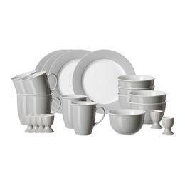 Ritzenhoff & Breker Geschirr-Set RITZENHOFF & BREKER "Fr&uuml;hst&uuml;cksservice Doppio 24er Set grau", grau, 24, Porzellan, Geschirr-Sets, Geschirr-Set, Sp&uuml;lmaschinengeeignet