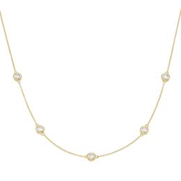 Goldkette Luigi Merano "Ankerkette mit Zirkonia, Gold 375", gold, Halsketten, Damen, 45cm, Gelbgold 375, Goldkette