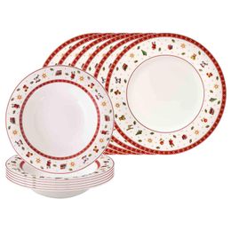 Villeroy & Boch Geschirr-Set VILLEROY & BOCH "Tafelservice Toy's Delight 12er Set wei&szlig;", wei&szlig;, 12, Porzellan, Geschirr-Sets, Geschirr-Set, Mikrowellengeeignet