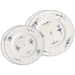 Villeroy & Boch Geschirr-Set VILLEROY & BOCH "Teller-Set Vieux Luxembourg 4er Set wei&szlig;-blau", bunt (wei&szlig;, blau), 4, Porzellan, Geschirr-Sets, Geschirr-Set, Sp&uuml;lmaschinengeeignet, Mikrowellengeeignet