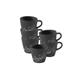 Villeroy & Boch Espressotasse VILLEROY & BOCH "Espressotassen Manufacture Rock - Mickey Mouse 60 ml 6er Set schwarz", schwarz, B:6,4cm H:5,6cm, Porzellan, Trinkgef&auml;&szlig;e, Espressotasse, Sp&uuml;lmaschinenfest, Mikrowellensicher