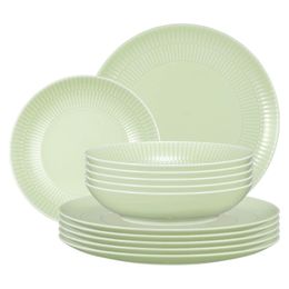 Geschirr-Set Seltmann Weiden "Tafelservice Amina 12er Set", gr&uuml;n (seladon), 12, Porzellan, Geschirr-Sets, Geschirr-Set, Sp&uuml;lmaschinenfest, Mikrowellensicher, Ofenfest