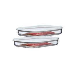Vorratsdose Mepal "Aufschnittdosen Modula 550 ml 2er Set transparent", bunt (transparent), B:16cm H:3,7cm L:2cm, Kunststoff, Lebensmittelaufbewahrungsbeh&auml;lter, Vorratsdose