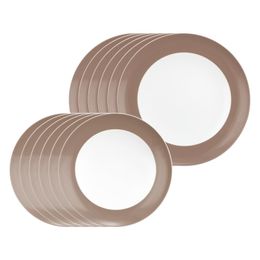 Geschirr-Set Seltmann Weiden "Tafelservice Liberty Pure Colors 12er Set", braun (cocoa braun), 12, Porzellan, Geschirr-Sets, Geschirr-Set, Sp&uuml;lmaschinenfest, Mikrowellensicher, Ofenfest