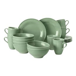 Geschirr-Set Seltmann Weiden "Fr&uuml;hst&uuml;cks-Set Beat Color Glaze 18er Set", gr&uuml;n (salbeigr&uuml;n), 18, Porzellan, Geschirr-Sets, Geschirr-Set, Sp&uuml;lmaschinengeeignet, Mikrowellenfest, Ofenfest