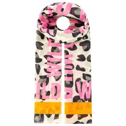 Schal Zwillingsherz "Wild Leo", Damen, orange, Obermaterial: 80% Polyester, 20% Viskose, Modet&uuml;cher Schal, leichtes Material, gro&szlig;er Leo-Print mit Schriftzug WILD, offene Kanten