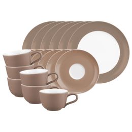 Geschirr-Set Seltmann Weiden "Kaffeeservice Liberty Pure Colors 18er Set", braun (cocoa braun), 18, Porzellan, Geschirr-Sets, Geschirr-Set, Sp&uuml;lmaschinenfest, Mikrowellensicher, Ofenfest