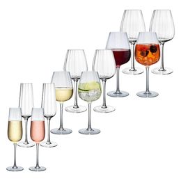 Villeroy & Boch Gl&auml;ser-Set VILLEROY & BOCH "Wein- und Sektgl&auml;serset Rose Garden 12er Set transparent", bunt (transparent), B:2cm H:2cm, Glas, Trinkgef&auml;&szlig;e, Sp&uuml;lmaschinengeeignet