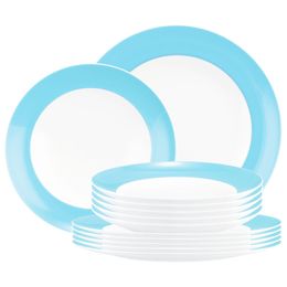Geschirr-Set Seltmann Weiden "Tafelservice Liberty Pure Colors 12er Set", blau (lagoon blau), 12, Porzellan, Geschirr-Sets, Geschirr-Set, Sp&uuml;lmaschinenfest, Mikrowellensicher, Ofenfest