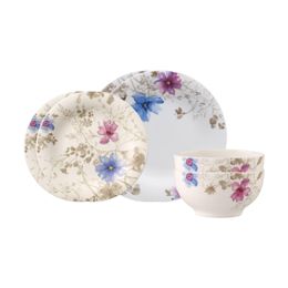 Villeroy & Boch Geschirr-Set VILLEROY & BOCH "Basic-Set Mariefleur Gris Basic 6er Set bunt", bunt, 6, Porzellan, Geschirr-Sets, Geschirr-Set, Sp&uuml;lmaschinengeeignet, Mikrowellenfest