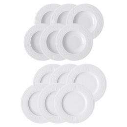 Villeroy & Boch Geschirr-Set VILLEROY & BOCH "Tafelservice Cellini 12er Set wei&szlig;", wei&szlig;, 12, Porzellan, Geschirr-Sets, Geschirr-Set, Sp&uuml;lmaschinengeeignet, Mikrowellenfest