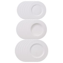 Villeroy & Boch Geschirr-Set VILLEROY & BOCH "Teller-Set White Pearl 18er Set wei&szlig;", wei&szlig;, 18, Porzellan, Geschirr-Sets, Geschirr-Set, Sp&uuml;lmaschinengeeignet, Mikrowellenfest