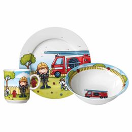 Ritzenhoff & Breker Kindergeschirr-Set RITZENHOFF & BREKER "Kindergeschirr Feuerwehrmann Bernie bunt", bunt, 3, Porzellan, Geschirr-Sets, Sp&uuml;lmaschinengeeignet