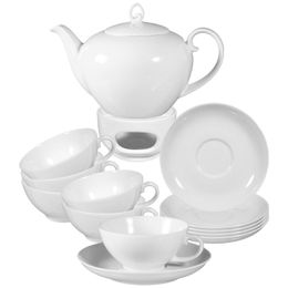 Geschirr-Set Seltmann Weiden "Teeservice Rondo/Liane 14er Set wei&szlig;", wei&szlig;, 14, Porzellan, Geschirr-Sets, Geschirr-Set, Sp&uuml;lmaschinenfest, Mikrowellensicher, Ofenfest