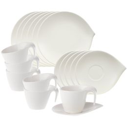 Villeroy & Boch Geschirr-Set VILLEROY & BOCH "Kaffeeservice Flow 18er Set wei&szlig;", wei&szlig;, 18, Porzellan, Geschirr-Sets, Geschirr-Set, Sp&uuml;lmaschinengeeignet, Mikrowellenfest