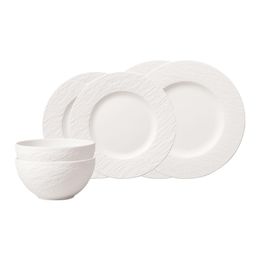 Villeroy & Boch Geschirr-Set VILLEROY & BOCH "Basic-Set Manufacture Rock Blanc 6er Set wei&szlig;", wei&szlig;, 6, Porzellan, Geschirr-Sets, Geschirr-Set, Sp&uuml;lmaschinengeeignet, Mikrowellenfest