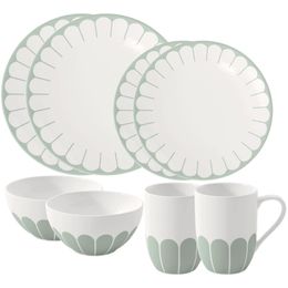 Villeroy & Boch Geschirr-Set VILLEROY & BOCH "Starter-Set Fleur Couleur 8er Set", gr&uuml;n (vert), 8, Porzellan, Geschirr-Sets, Geschirr-Set, Sp&uuml;lmaschinenfest, Mikrowellensicher
