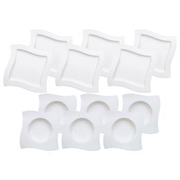 Villeroy & Boch Geschirr-Set VILLEROY & BOCH "Tafelservice NewWave 12er Set wei&szlig;", wei&szlig;, 12, Porzellan, Geschirr-Sets, Geschirr-Set, Sp&uuml;lmaschinengeeignet, Mikrowellenfest