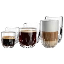 Latte-Macchiato-Glas Leonardo "Barista-Set (3) Gocce 6er Set transparent", bunt (transparent), B:2cm H:2cm, Glas, Trinkgef&auml;&szlig;e, Latte-Macchiato-Glas, Sp&uuml;lmaschinengeeignet, Temperaturbest&auml;ndig bis max. 100 Grad C