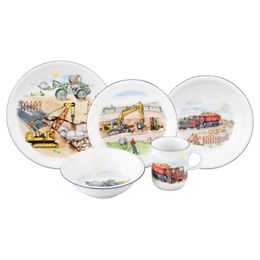 Kindergeschirr-Set Seltmann Weiden "Kindergeschirr Set Compact Auf der Baustelle 5er Set bunt", bunt, 5, Porzellan, Geschirr-Sets, Sp&uuml;lmaschinengeeignet, Mikrowellengeeignet, Ofenfest, Salamandergeeignet, K&uuml;hlschrankgeeignet, Gefrierschrankgeeignet