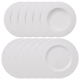 Villeroy & Boch Geschirr-Set VILLEROY & BOCH "Tafelservice White Pearl 12er Set wei&szlig;", wei&szlig;, 12, Porzellan, Geschirr-Sets, Geschirr-Set, Sp&uuml;lmaschinengeeignet, Mikrowellenfest