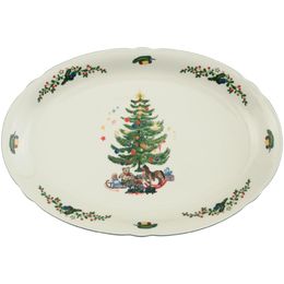 Servierplatte Seltmann Weiden "Servierplatte Marieluise Weihnachten 34,1 x 26,3 cm wei&szlig;-gr&uuml;n", bunt (wei&szlig;, gr&uuml;n), B:26,3cm H:3,5cm L:34,1cm T:34,1cm, Porzellan, Servierplatten, Servierplatte, Sp&uuml;lmaschinengeeignet, Mikrowellengeeignet, Ofenfest, Salamandergeeignet, K&uuml;hlschrankgeeignet, Gefrierschrankgeeignet
