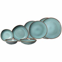 Geschirr-Set "Einsteiger-Set Lave 8er Set", blau (glac&eacute;), 8, Steingut, LIKE. BY VILLEROY & BOCH, Geschirr-Sets, Geschirr-Set, Sp&uuml;lmaschinengeeignet, Mikrowellenfest
