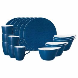 Geschirr-Set Seltmann Weiden "Fr&uuml;hst&uuml;cks-Set Life Fashion 18er Set", blau (classic blau), 18, Porzellan, Geschirr-Sets, Geschirr-Set, Sp&uuml;lmaschinengeeignet, Mikrowellenfest, Ofenfest