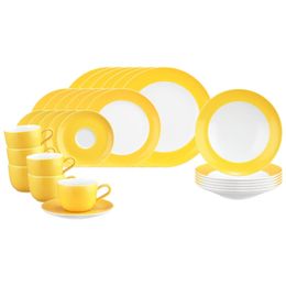 Geschirr-Set Seltmann Weiden "Kombiservice Liberty Pure Colors 30er Set", gelb (gelb glow), 30, Porzellan, Geschirr-Sets, Geschirr-Set, Sp&uuml;lmaschinenfest, Mikrowellensicher, Ofenfest