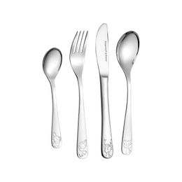 Ritzenhoff & Breker Kinderbesteck RITZENHOFF & BREKER "Kinderbesteck Waldtiere 4er Set silber", silber, 4, Essbesteck-Sets, Ideal f&uuml;r den Alltag, sp&uuml;lmaschinengeeignet