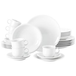 Geschirr-Set Seltmann Weiden "Kombiservice Compact Wei&szlig; 30er Set wei&szlig;", wei&szlig;, 30, Porzellan, Geschirr-Sets, Geschirr-Set, Sp&uuml;lmaschinenfest, Mikrowellensicher, Ofenfest
