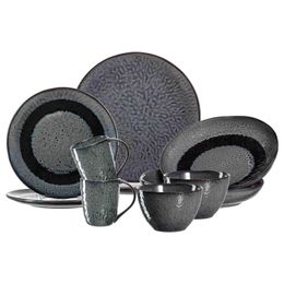 Geschirr-Set Leonardo "Tafelservice Matera 10er Set", grau (anthrazit), 10, Keramik, Geschirr-Sets, Geschirr-Set, Ideal f&uuml;r den Alltag, sp&uuml;lmaschinengeeignet, mikrowellengeeignet