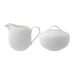 Villeroy & Boch Milch- und Zuckerset VILLEROY & BOCH "Milch & Zucker Set New Cottage Basic 2er Set wei&szlig;", wei&szlig;, 2, Porzellan, Geschirr-Sets, Sp&uuml;lmaschinengeeignet, Mikrowellengeeignet