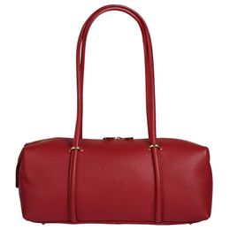 Henkeltasche CLUTY "FLIORI", Damen, Gr. B/H/T: 40cm x 14cm x 16cm onesize, rot, Leder, leicht gl&auml;nzend, unifarben, Taschen, echt Leder, Made in Italy