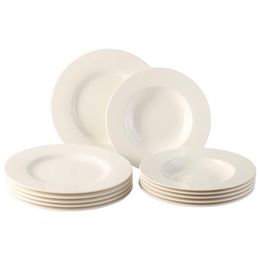 Geschirr-Set "Tafelservice Basic White 12er Set wei&szlig;", wei&szlig;, 12, Porzellan, VIVO VILLEROY & BOCH GROUP, Geschirr-Sets, Geschirr-Set, Sp&uuml;lmaschinenfest, Mikrowellensicher