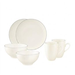 Geschirr-Set Seltmann Weiden "Fr&uuml;hst&uuml;cks-Set Savona Grey Line 6er Set creme", beige (creme), 6, Porzellan, Geschirr-Sets, Geschirr-Set, Sp&uuml;lmaschinenfest, Mikrowellensicher, Ofenfest